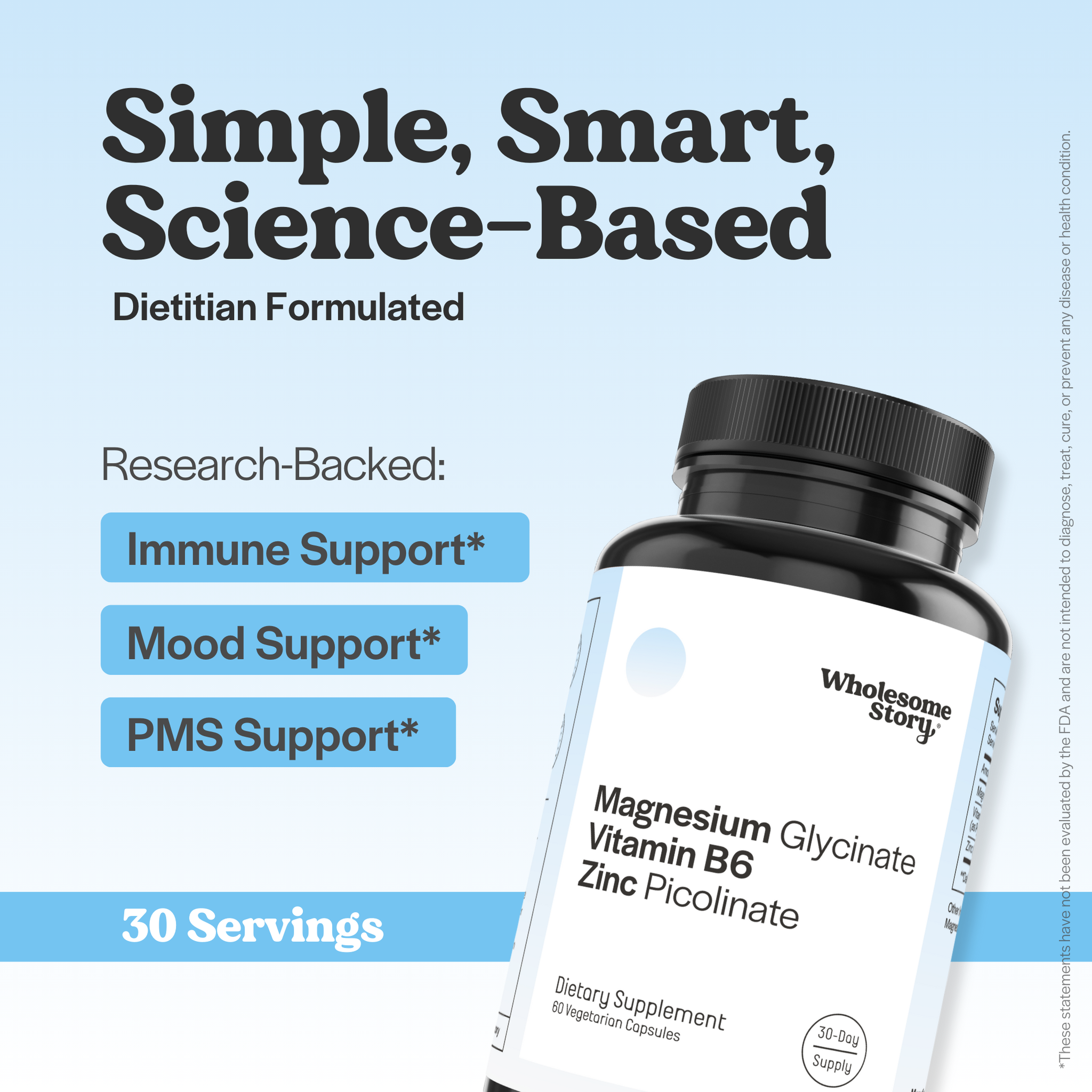 Magnesium Glycinate + Vitamin B6 + Zinc Picolinate – Wholesome Story